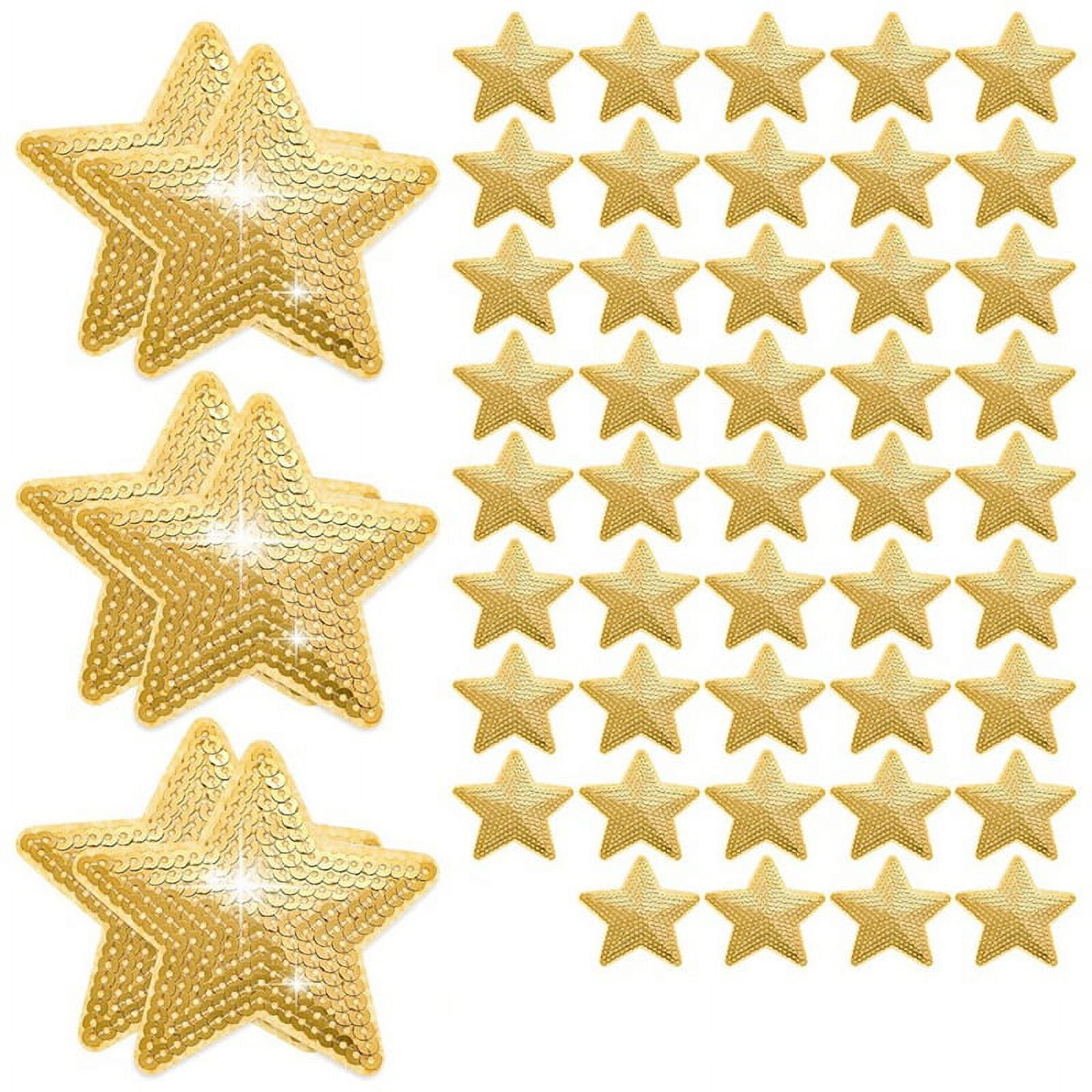 50 Pcs Star Sequins Sew Iron on Applique Star Embroidered Patches Star ...