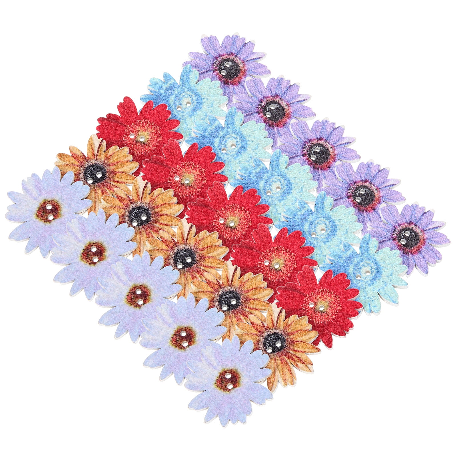 50 Pcs Sunflower Buttons Vintage Wood Buttons Weave Buttons for Sewing ...