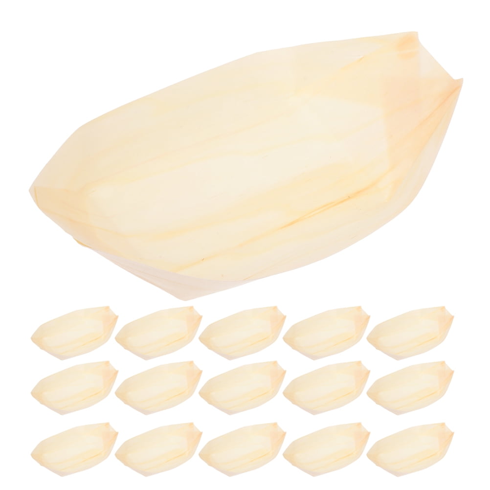 50 Pcs Sushi Boat Shaped Lunch Box Wood Boat Plates Paper Food Boat ...