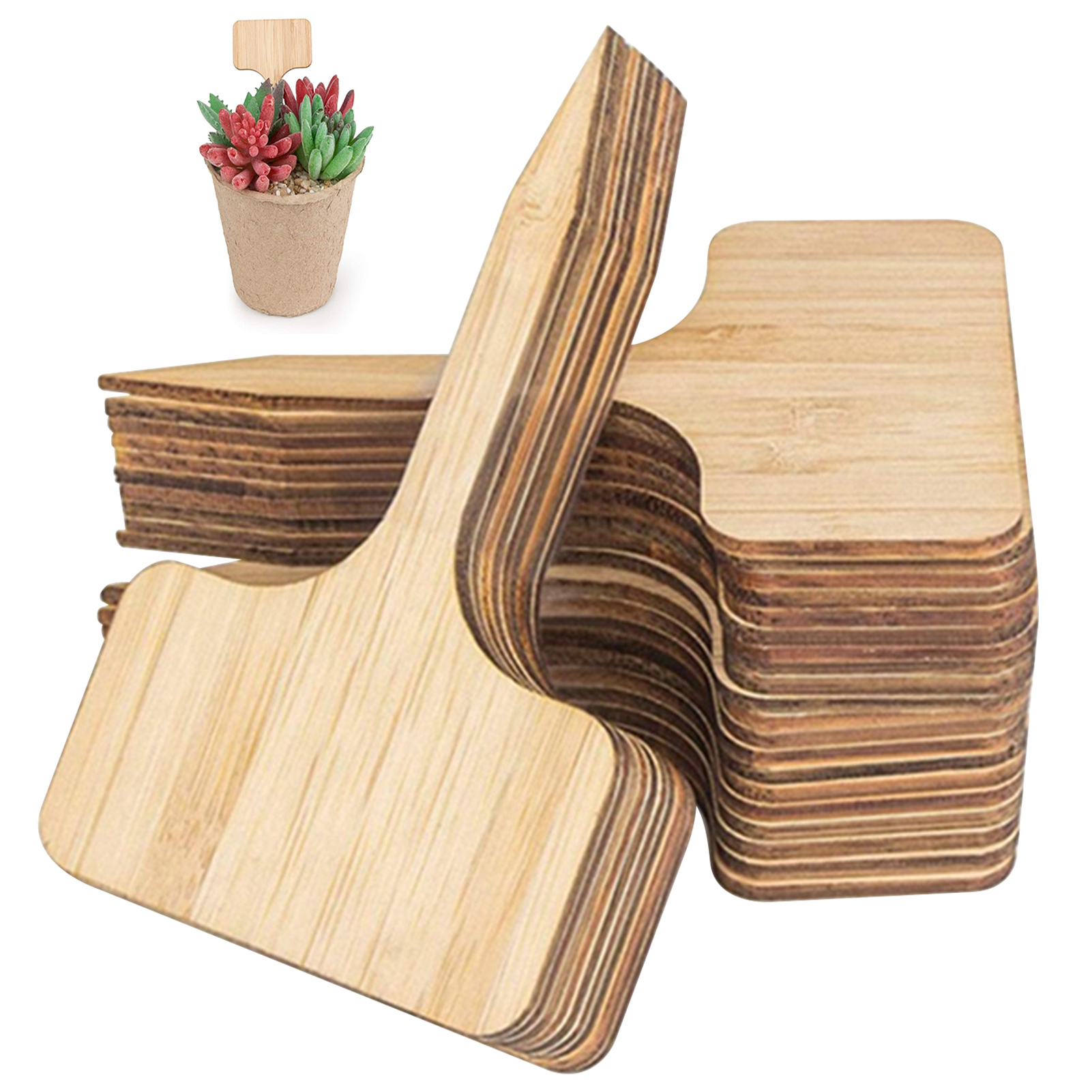 50 Pcs T-Type Plant Name Tags Gardening Insert Nursery Tags Wood Plant ...