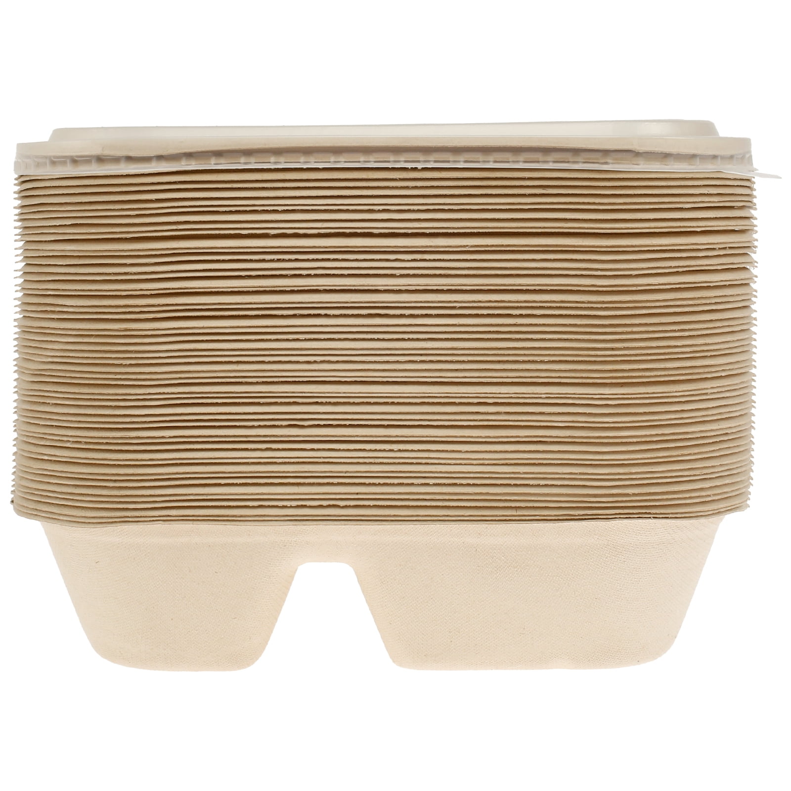 50 Pcs Take Out Food Containers 2 Compartment Paper Bowls with Lids ...