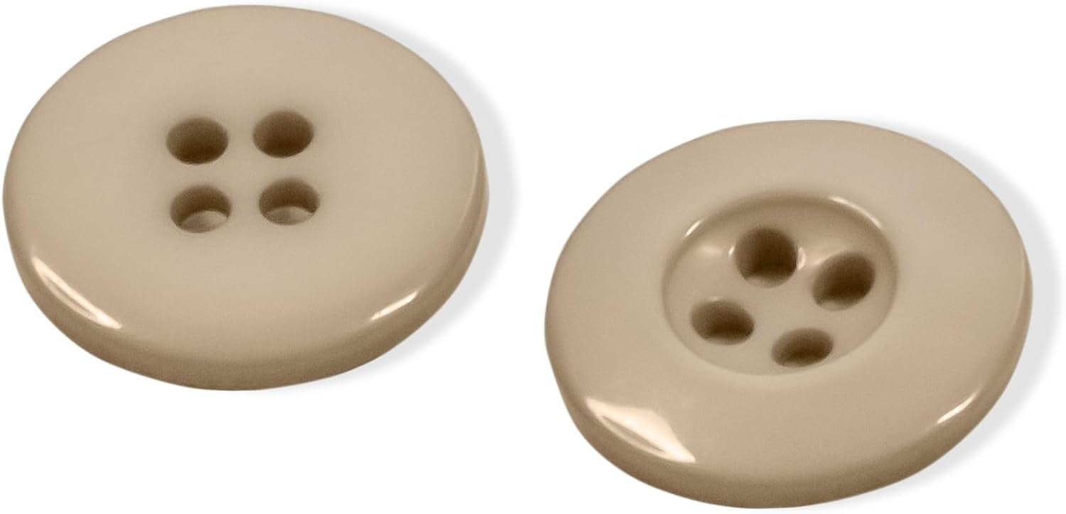50 Pcs Tan Buttons for Sewing 0.75 inch Military Glossy 3/4" Plastic Buttons for Uniform 30L ...