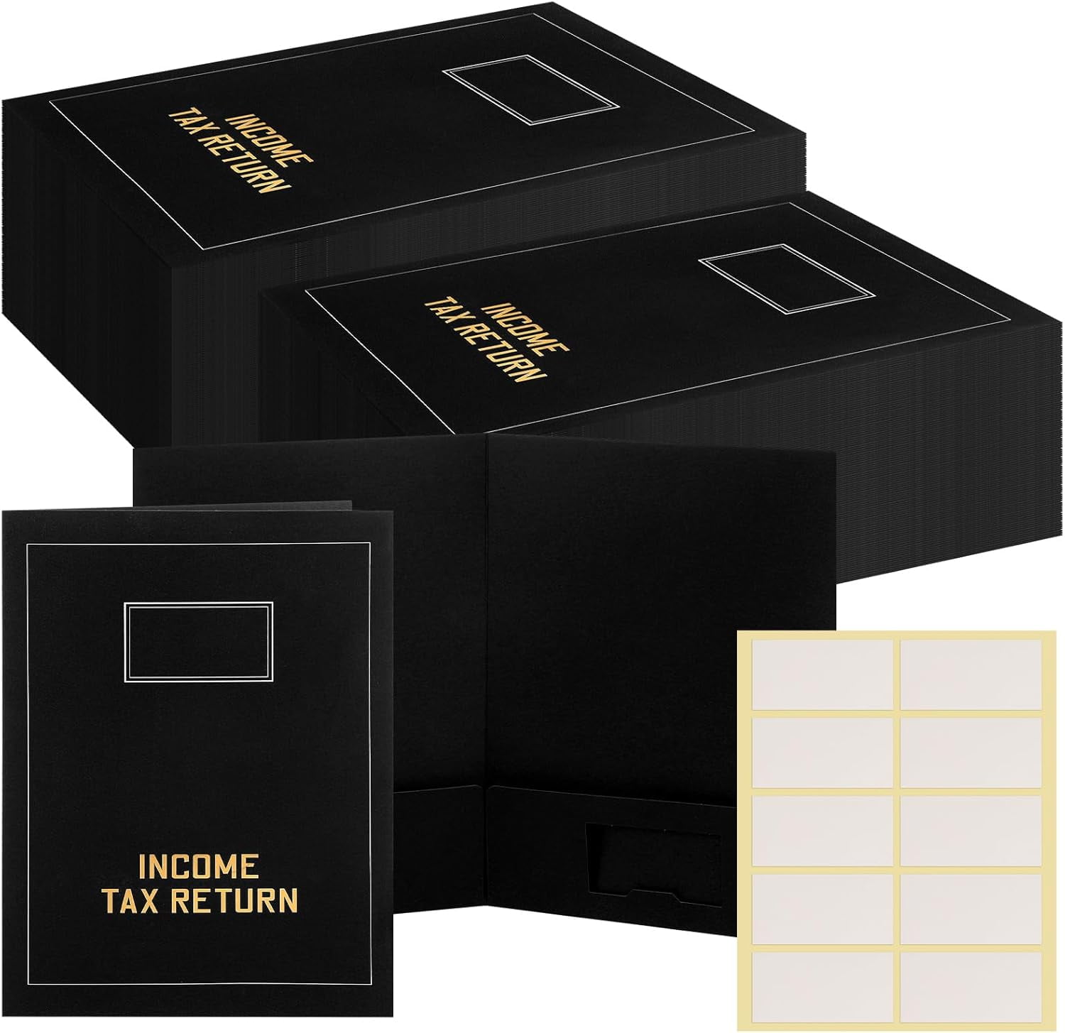 50 Pcs Tax Return Folders Bulk 2 Pocket Gold Foil Stamped Income Tax ...