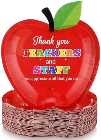 50 Pcs Teacher Appreciation Party Supplies Graduation Red Apple Paper ...