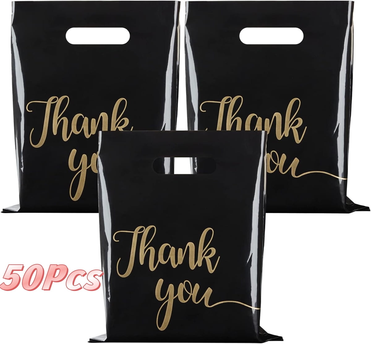 50 Pcs Thank You Merchandise Bag GIXUSIL Shopping Bags with Handles ...