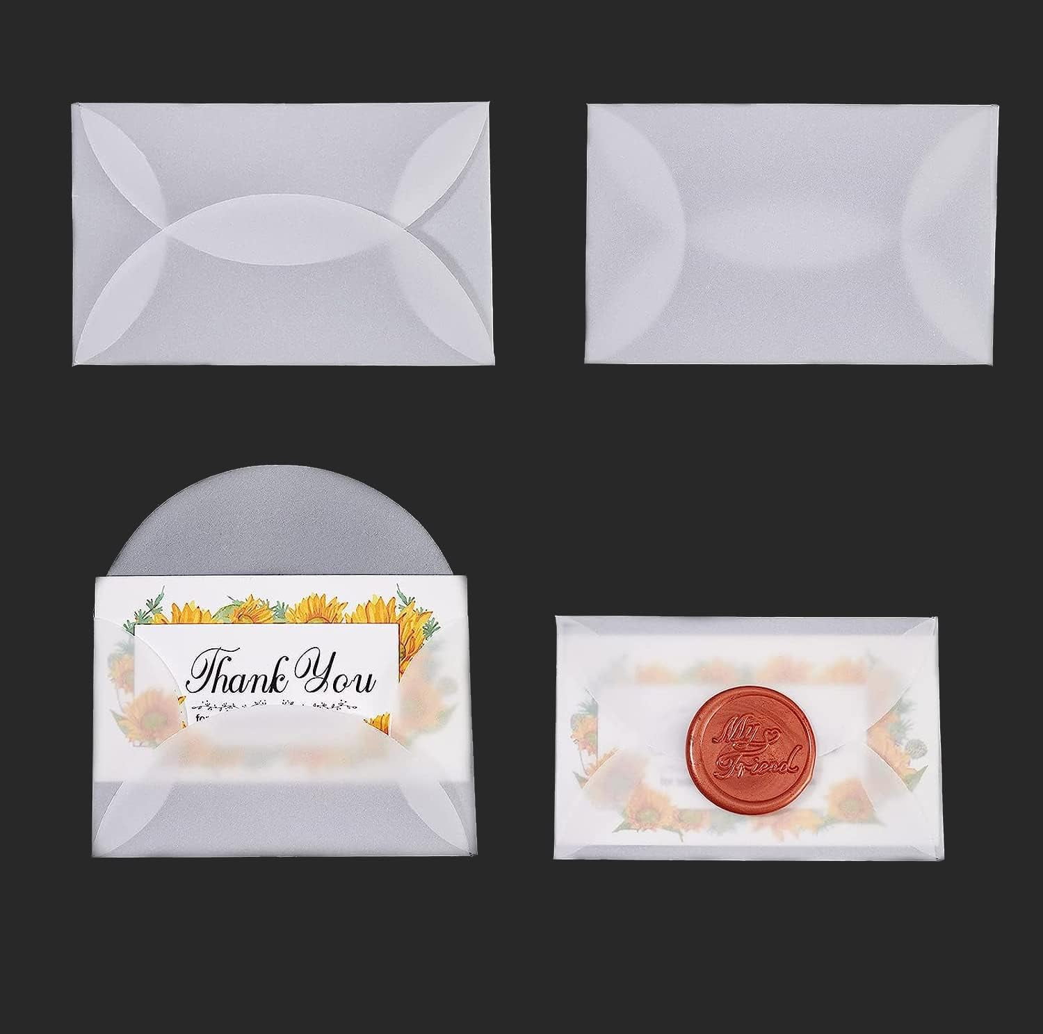 50 Pcs Translucent Invitation Envelopes 2.3x3.5" Translucent Paper Bags ...