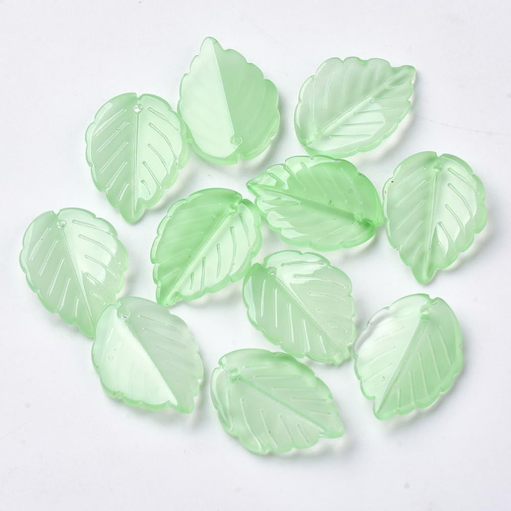 50 Pcs Transparent Spray Painted Glass Leaf Pendants Leaf Pendant ...
