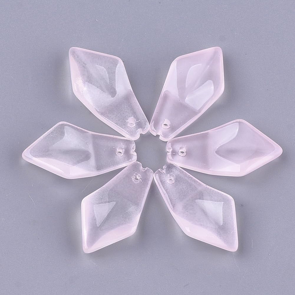 50 Pcs Transparent Spray Painted Glass Pendants Quadrilateral Pendant ...