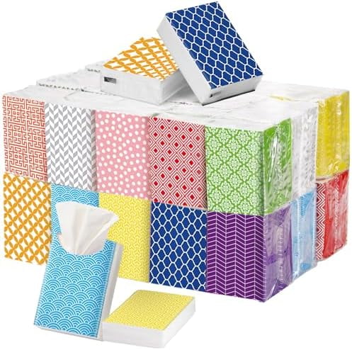 50 Pcs Travel Tissue Bulk Geometry Designed Pocket Tissues Small Size ...