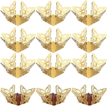 Efavormart 50 Pack | 4" Mini Metallic Gold Butterfly Truffle Cup ...