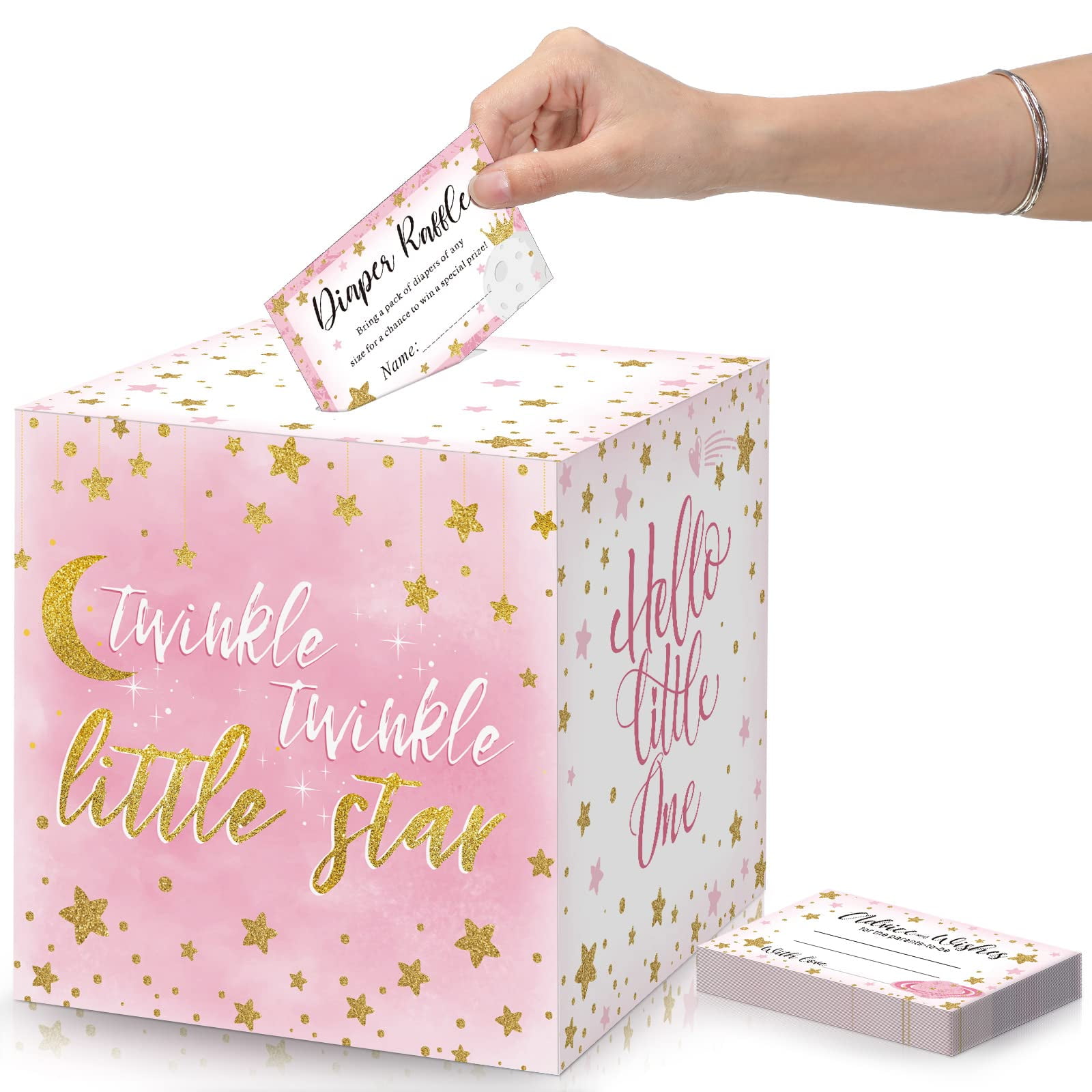 50 Pcs Twinkle Little Star Diaper Raffle Tickets with Box for Baby ...