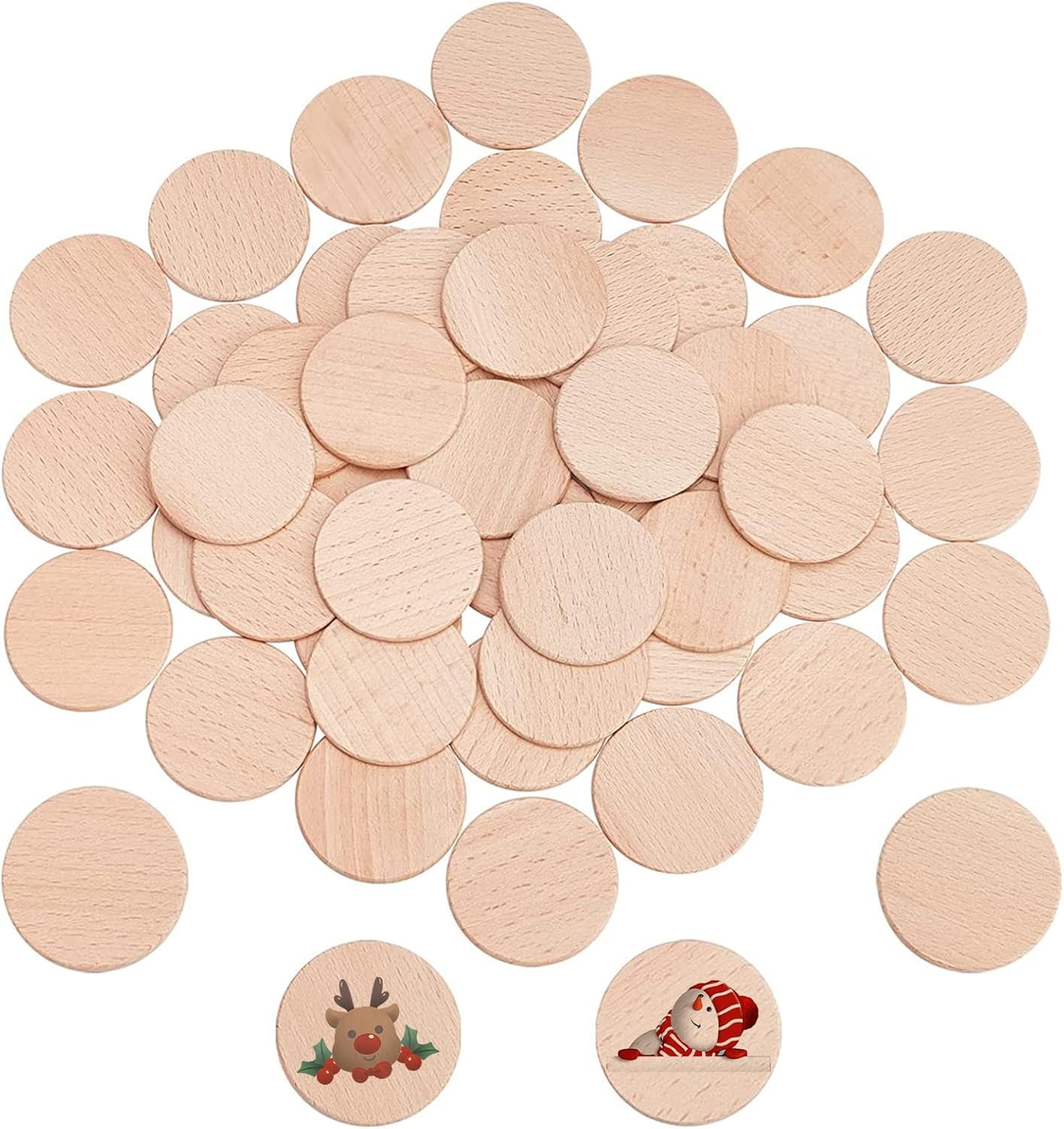 50 Pcs Unfinished Wooden Circles 1.97×0.12" Wood Slices Wooden Cutouts ...
