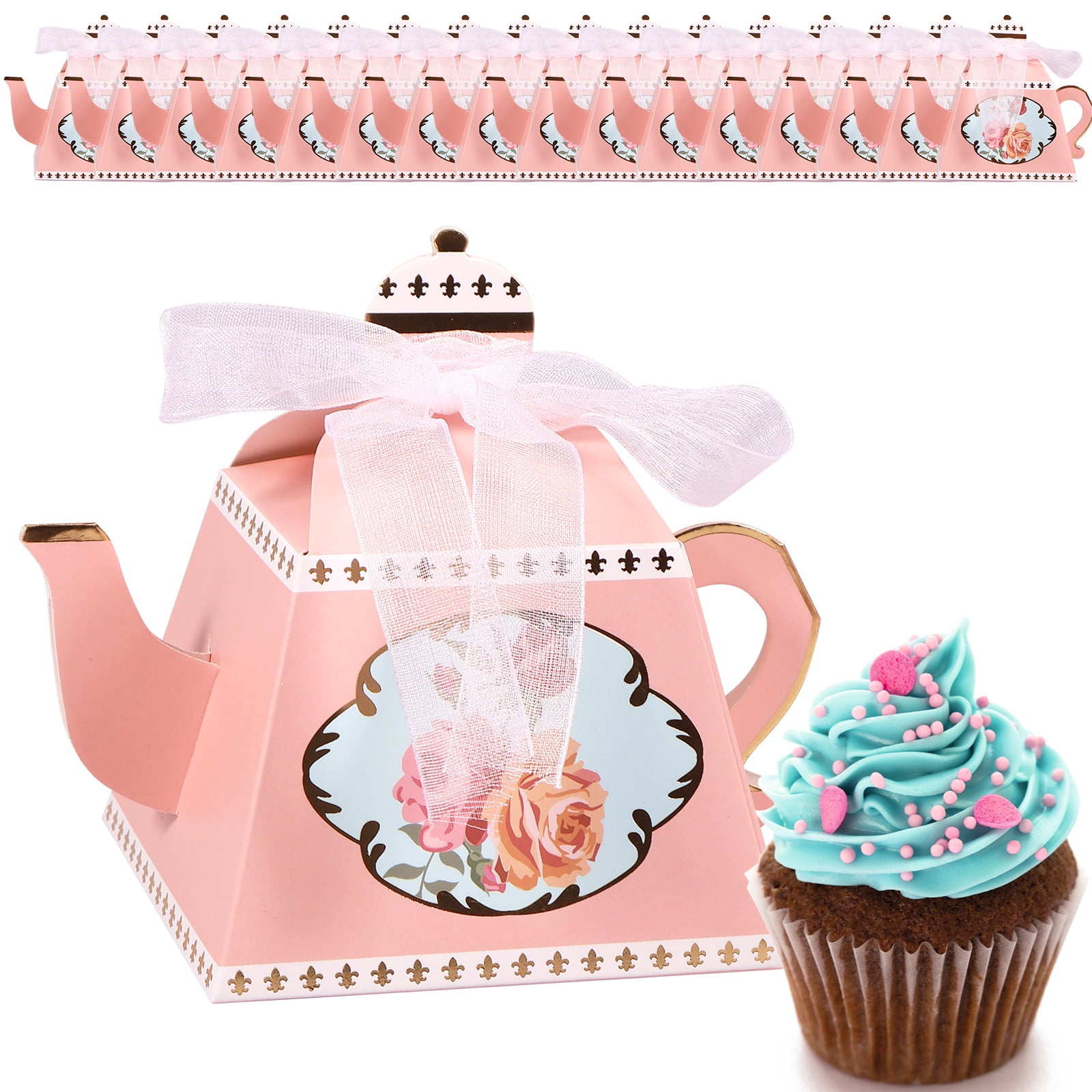 50 Pcs Vintage Floral Teapot Box Flower Tea Party Gift Boxes Teapot ...
