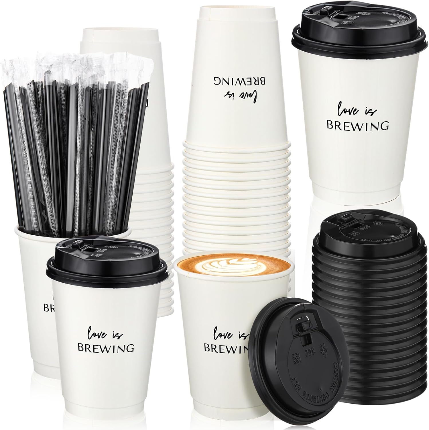 50 Pcs Wedding Cups Bulk 12 oz Love Is Brewing Bridal Shower Wedding ...