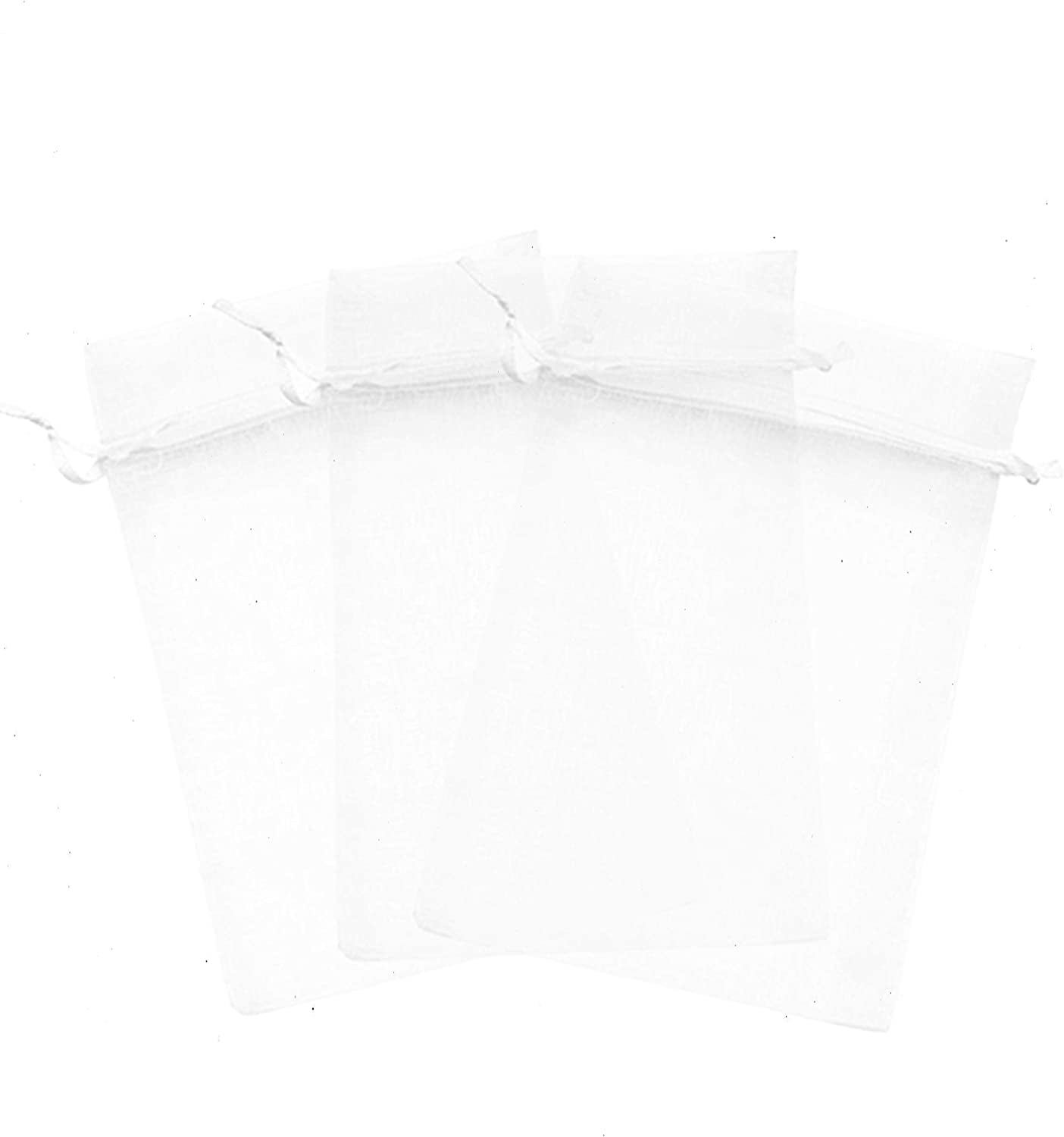 50 Pcs White 3x4 Sheer Drawstring Organza Jewelry Pouches Wedding Party ...
