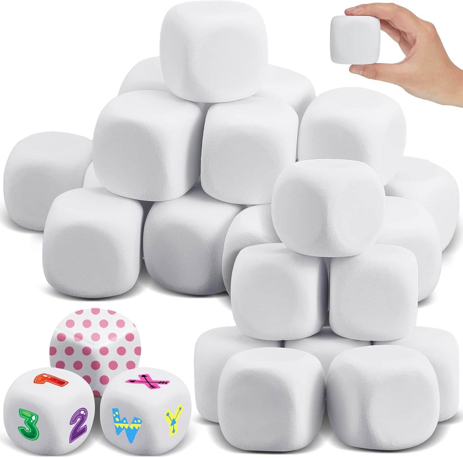 50 Pcs White Blank Dice Eva Foam Dice 1.96 Inch Graffiti Foam Blocks ...