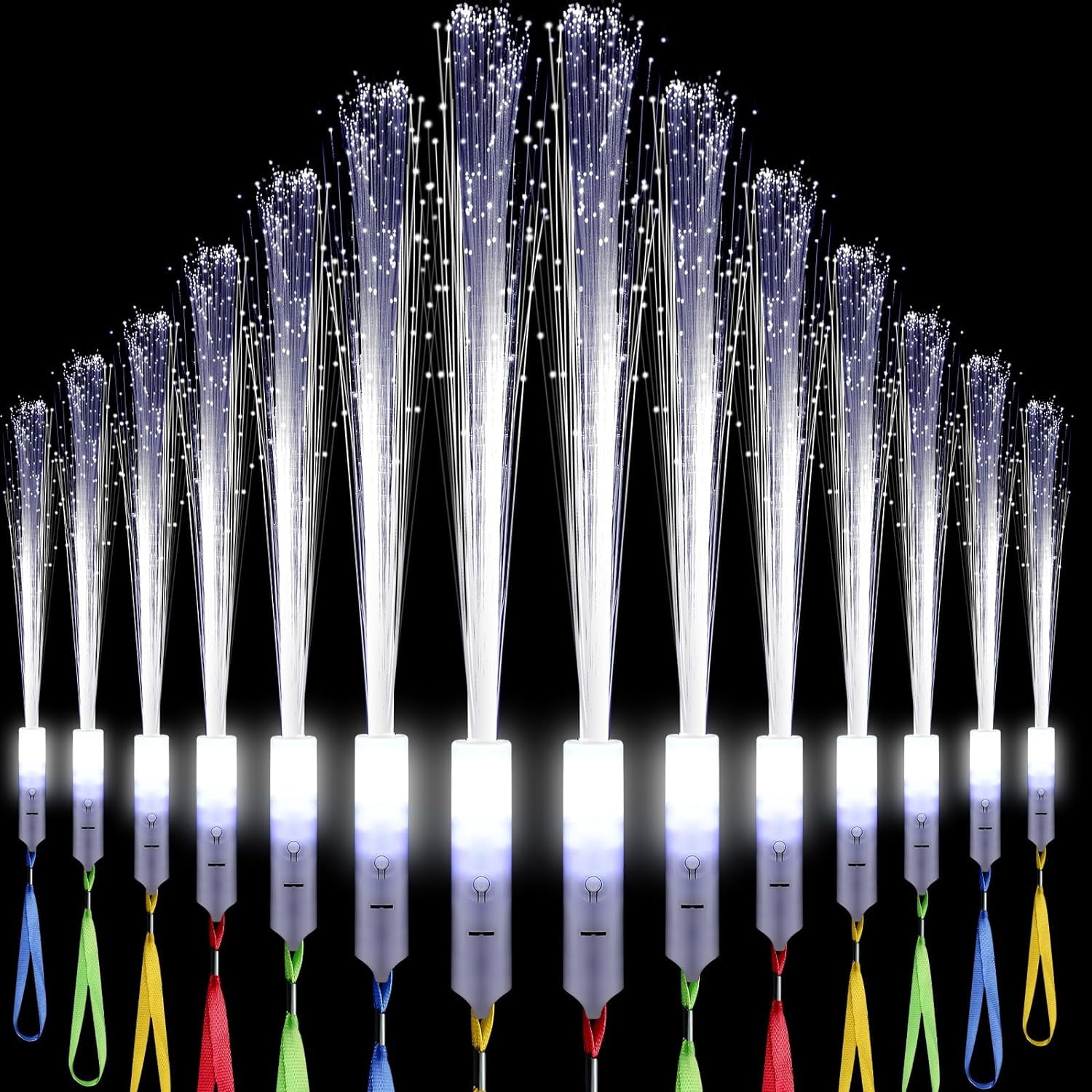 50 Pcs White Fiber Optic Wands Bulk Wedding Sparklers Party Favors LED ...