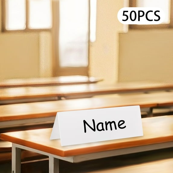 50 Pcs White Reusable Name Tent Cards Blank Dry Erase Markers Cards ...