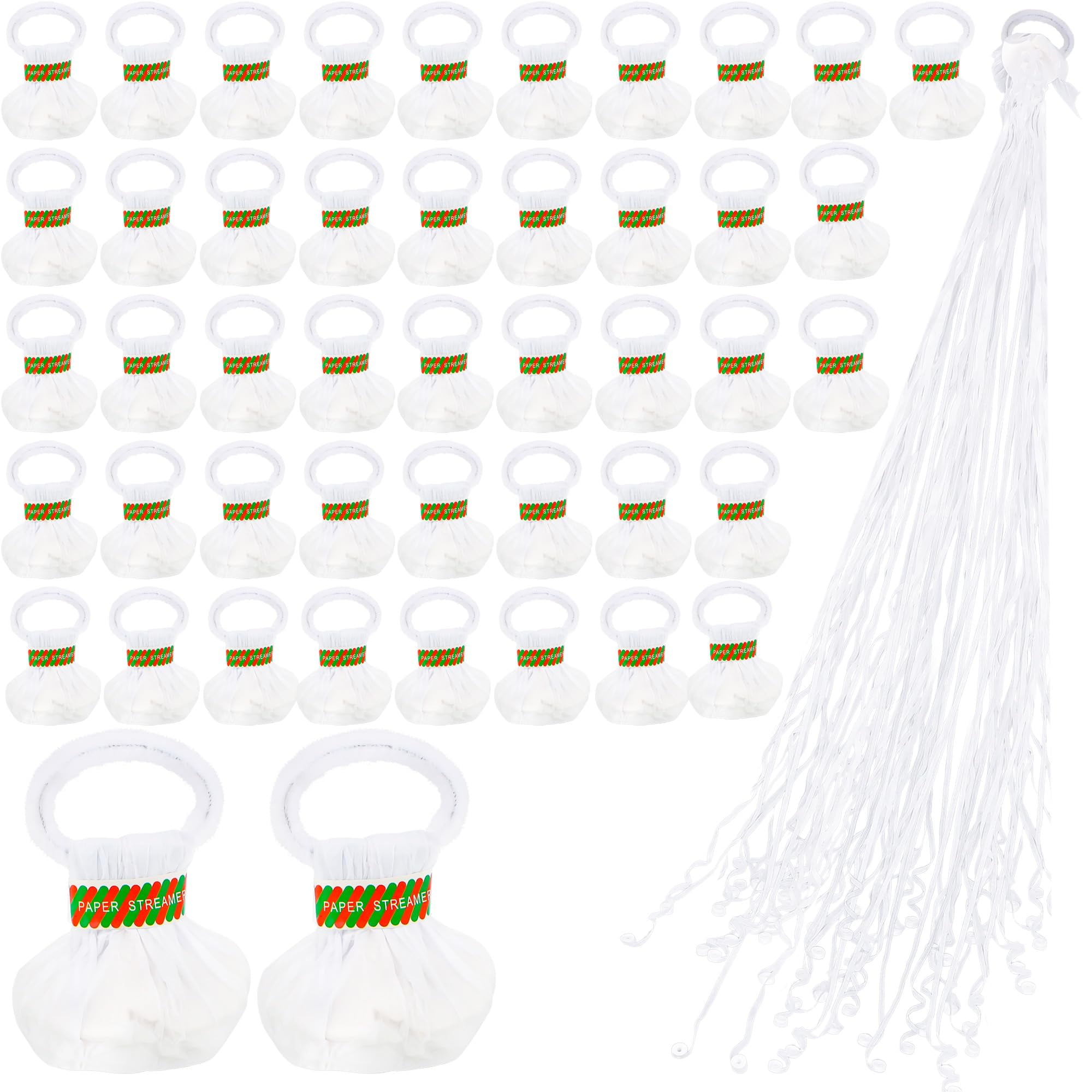 50 Pcs White Throw MMF7 Streamers Hand Throw Confetti Poppers No Mess ...