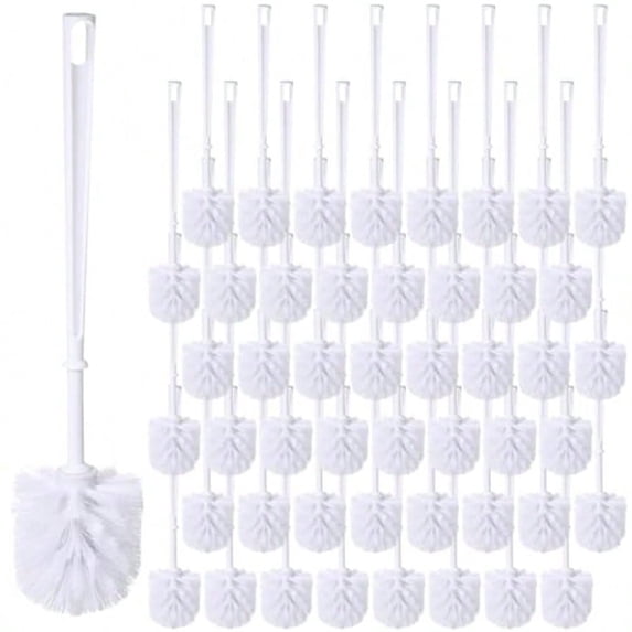 50 Pcs White Toilet Brush Bathroom Toilet Bowl Brush Soft Bristle Long ...