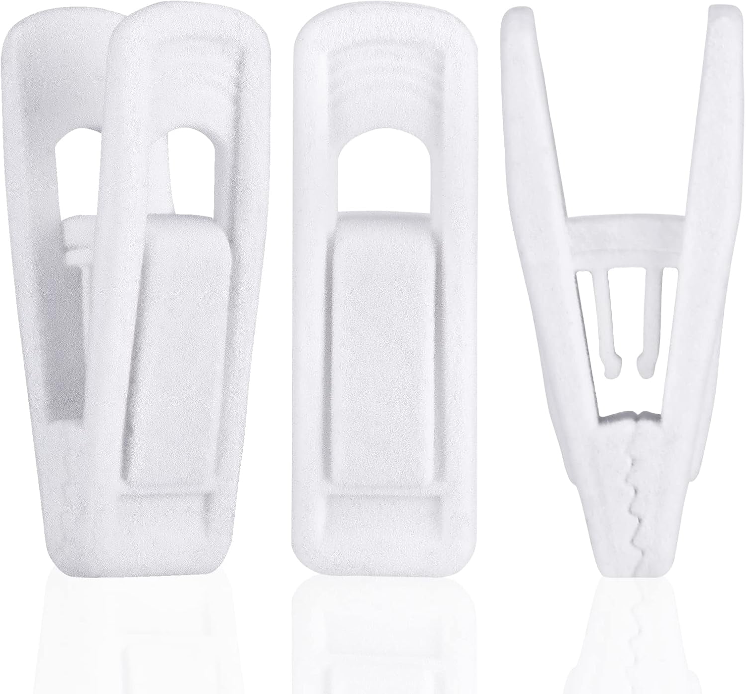 50 Pcs White Velvet Strong Flocked Clothes Hanger Clips Daily Home Slim ...
