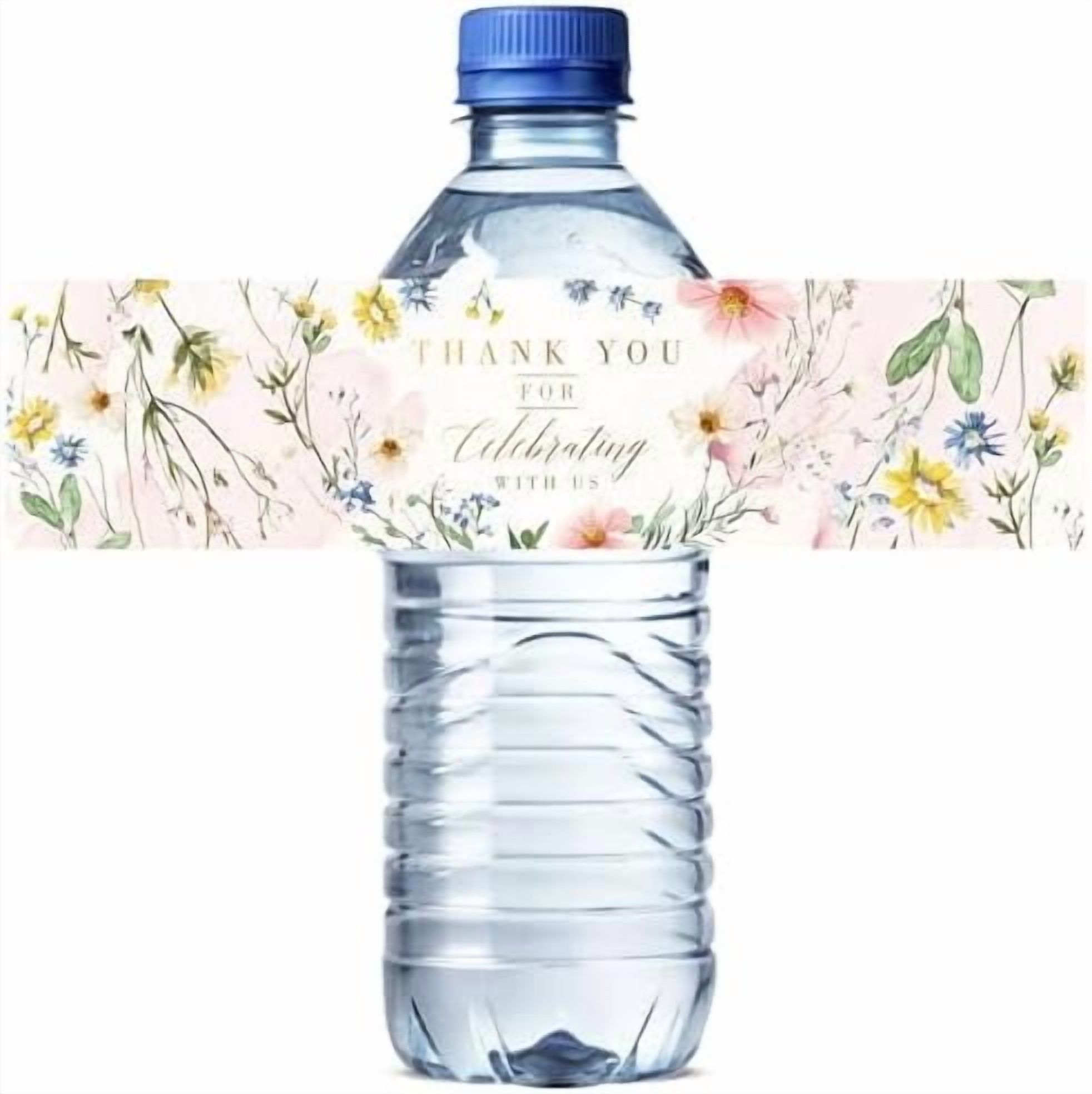 50 Pcs Wild Floral Water Bottle Labels – 8.27" x 1.97" Thank You Water ...