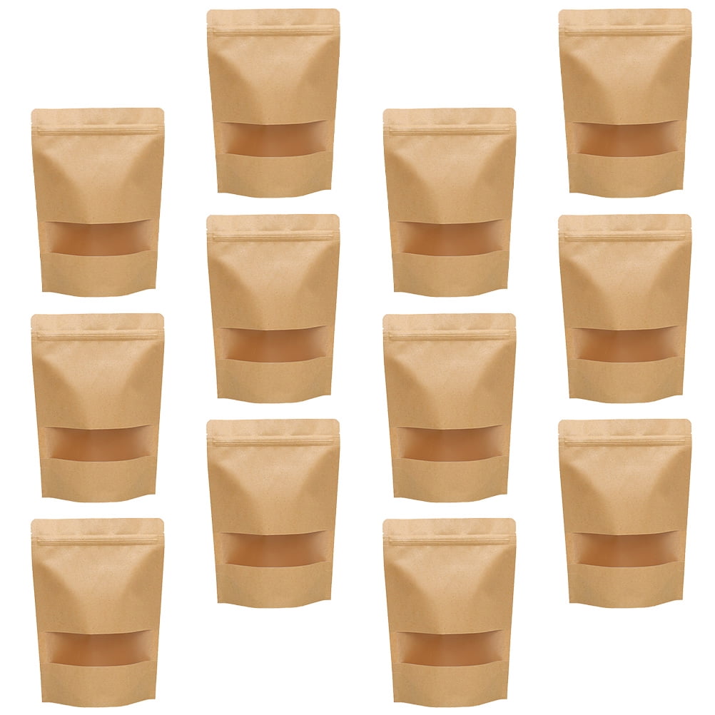 50 Pcs Window Kraft Paper Bag Clear Bags for Gifts Dried Food Bags ...