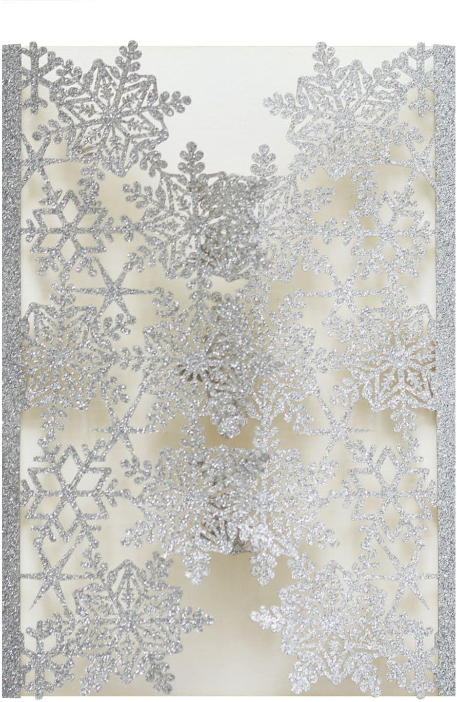 50 Piece Winter glitter silver snowflake invitation cards for wedding ...
