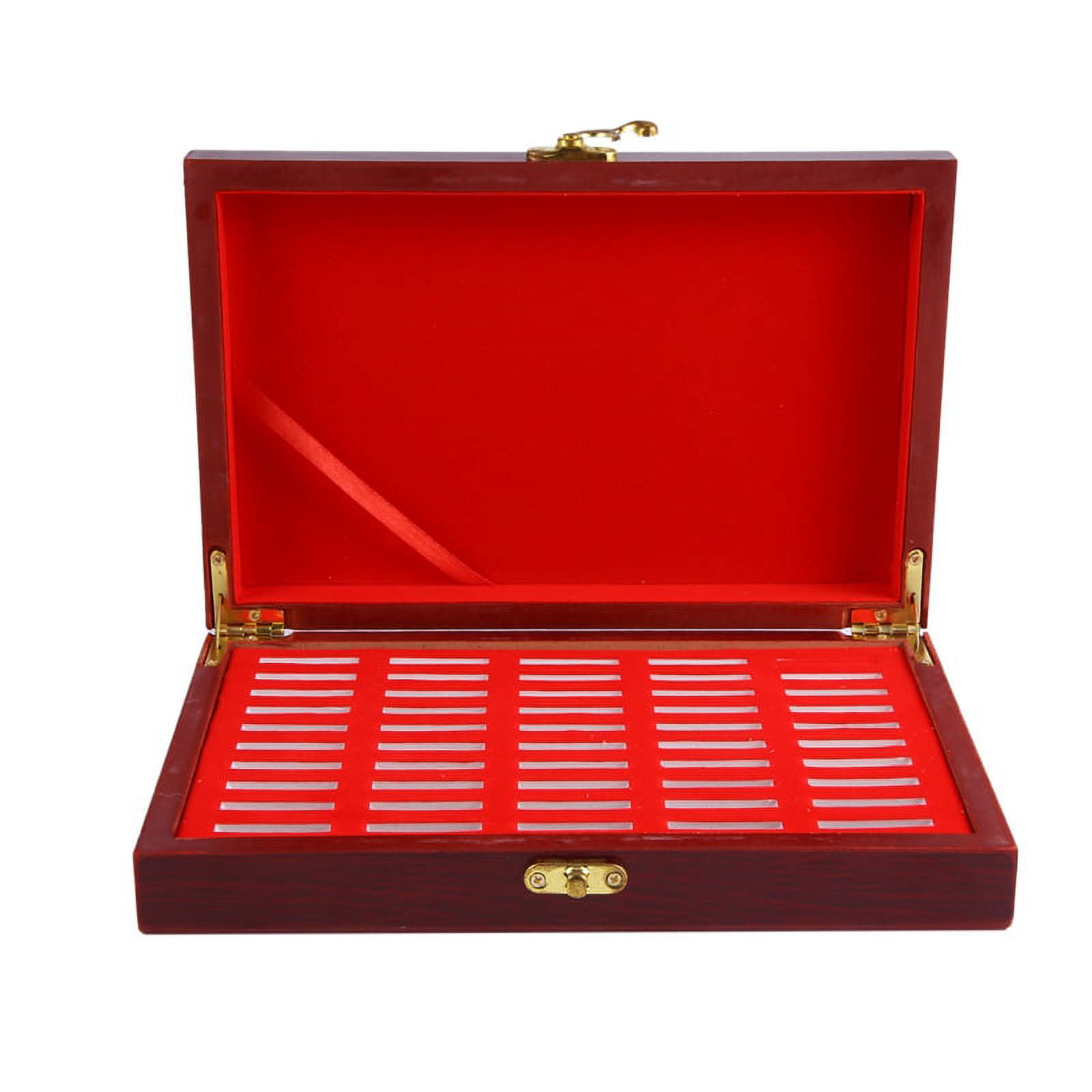 50 Pcs Wood Coin Protection Display Box Storage Case Holder Round Box ...