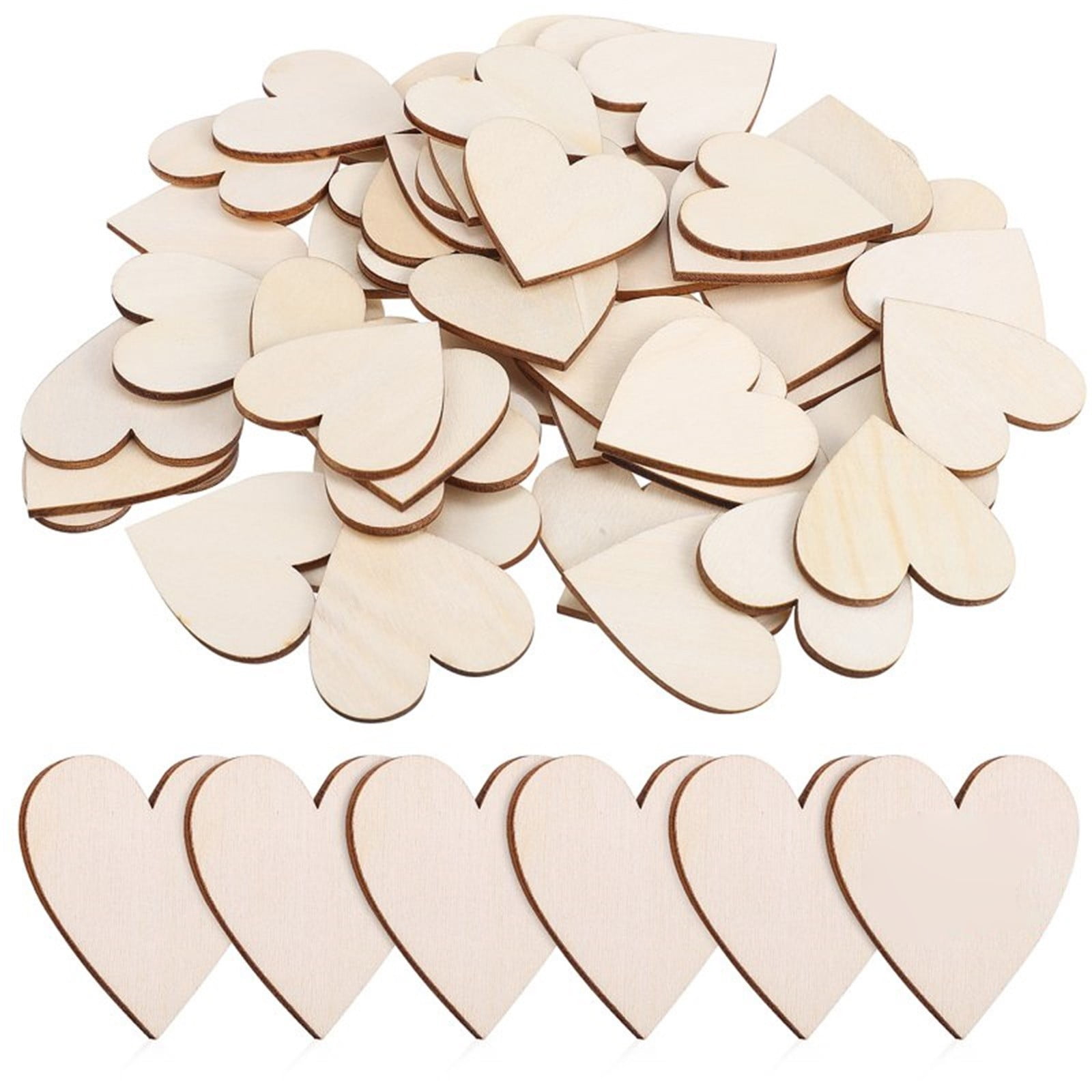 50 Pcs Wood Hearts For Crafts Unfinished Cutout Shape Wooden Crafts ...