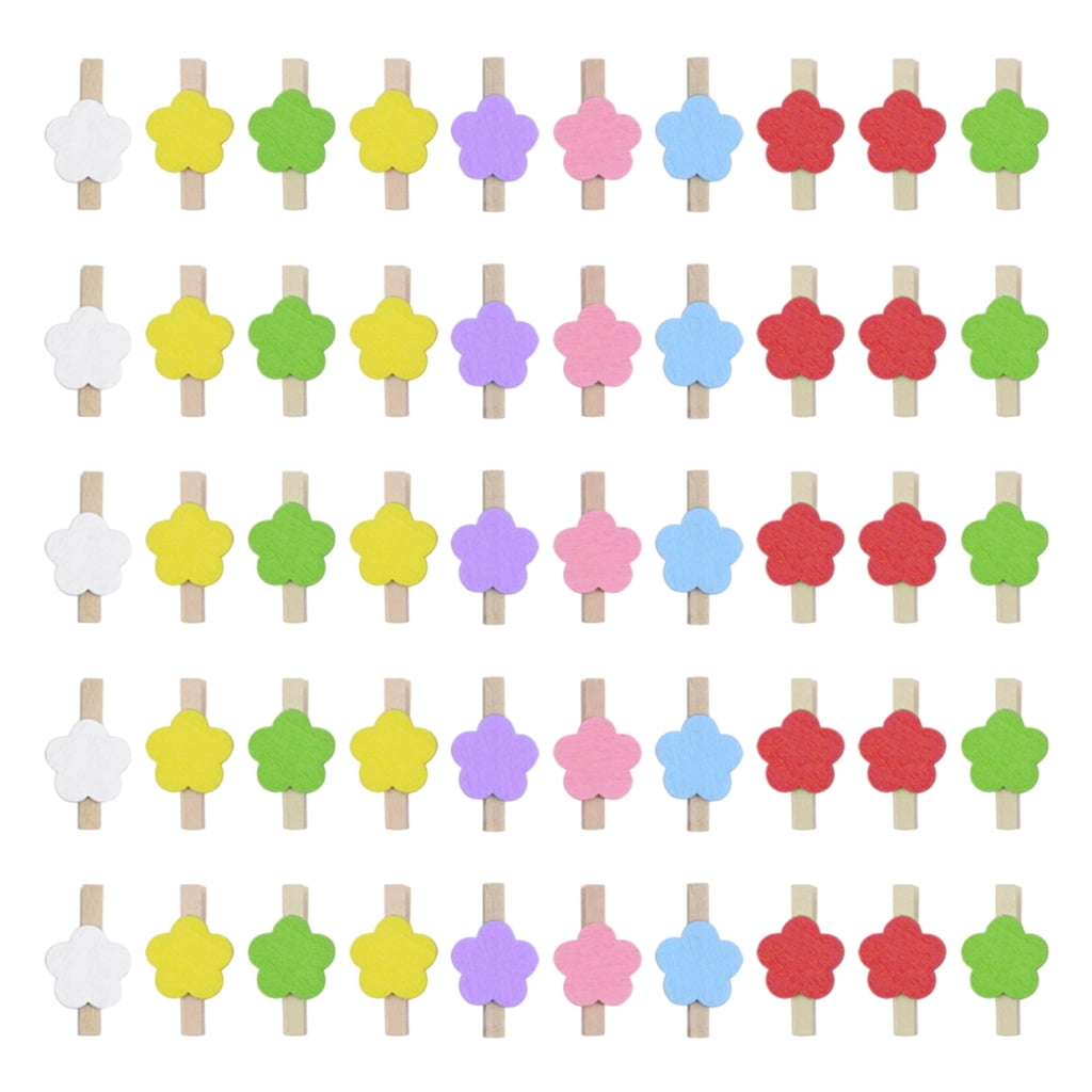 50 Pcs Wood Photo Clips Small Clothespins Flowers Picture Hanger ...