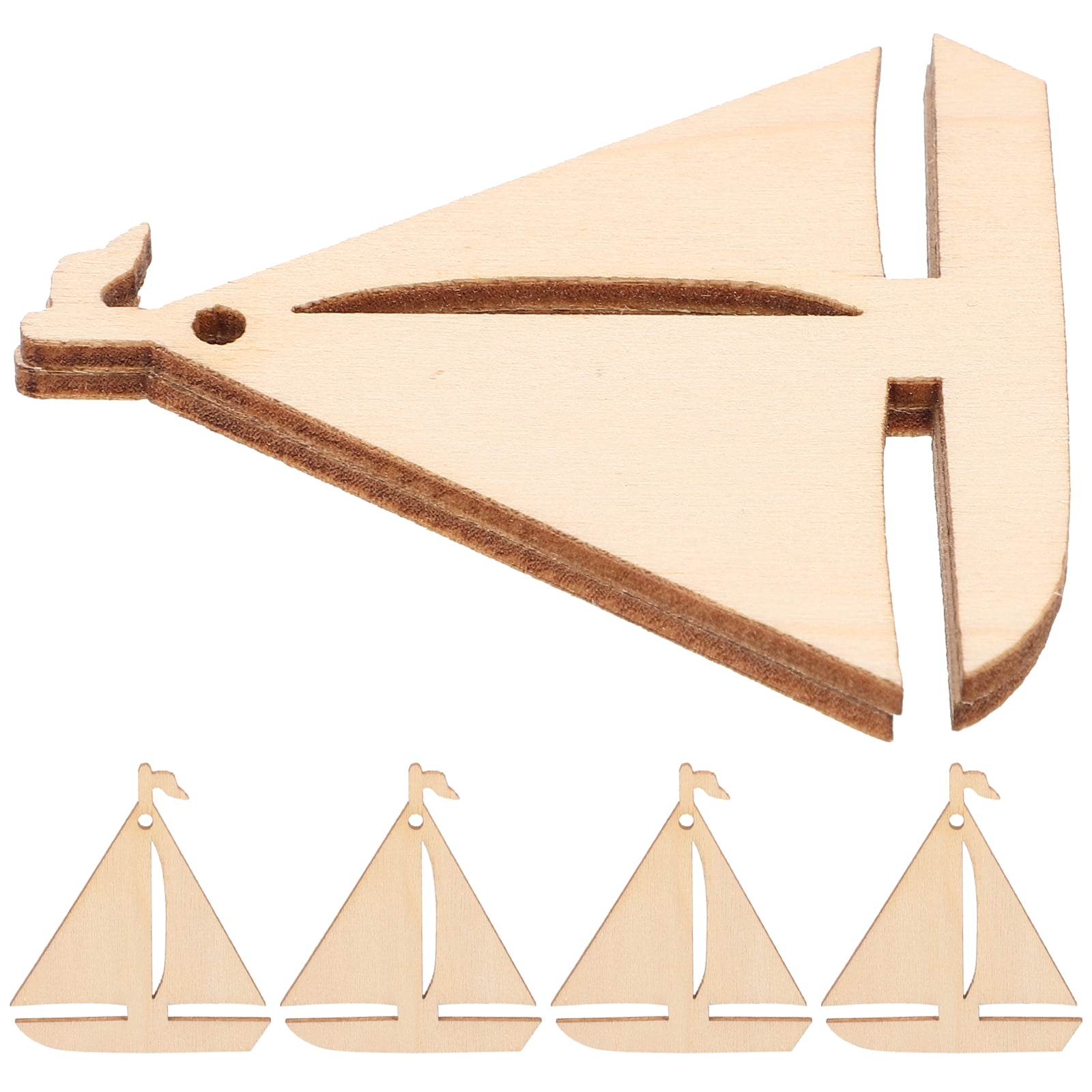 50 Pcs Wooden Sailboat DIY Sailboat Cutouts Wood Slices Sailboat Blank ...