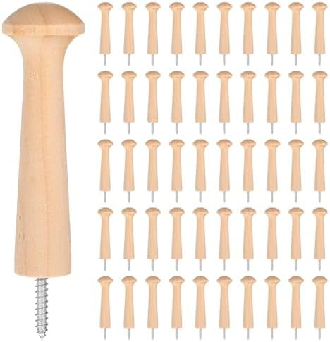 50 Pcs Wooden Shaker Peg Screw-on Pegs 2.87 Inch Long Unfinished Wood ...