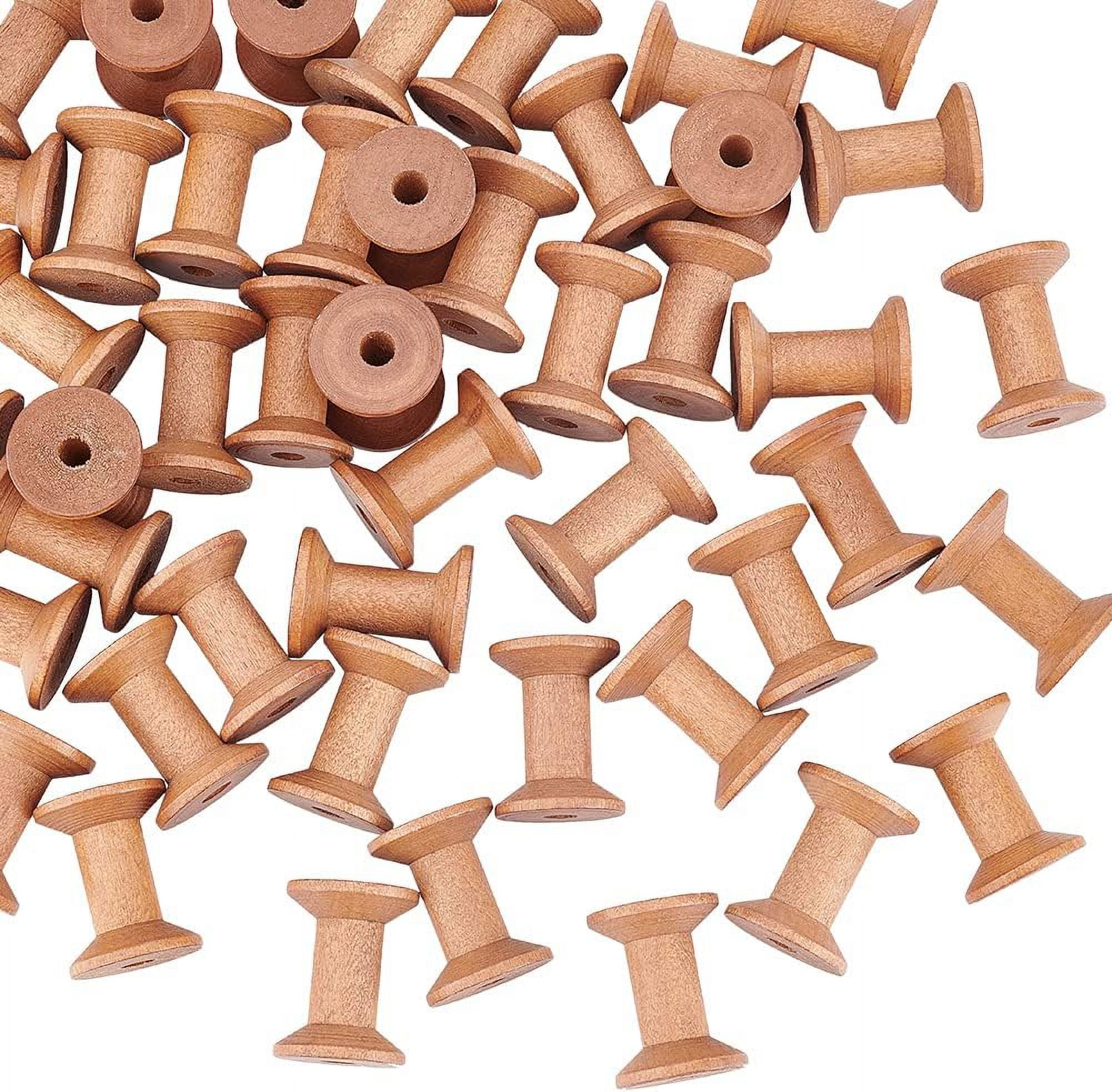 50 Pcs Wooden Spools 1.2x0.9 Inch Mini Saddle Brown Wooden Spools Empty ...