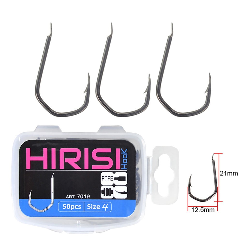 50 Pcs/box Barb Fishing Hooks #2/4/6/8/10/12 Carp Rigs Fishhooks High Carbon Steel Terminal ...