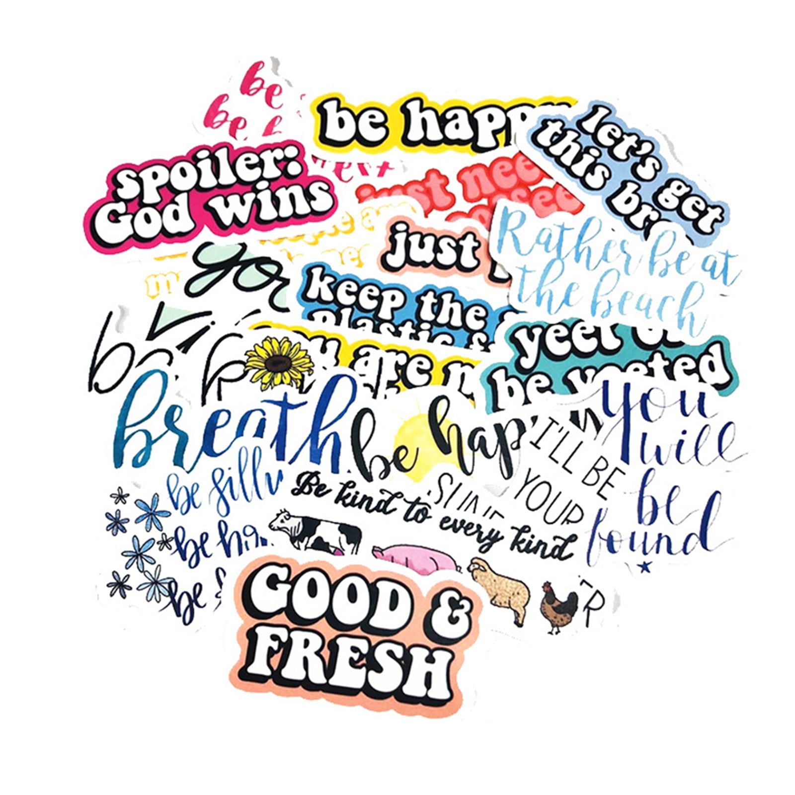 50 Pcs inspirational Sticker Life Quote Waterproof Sun Protection DIY ...