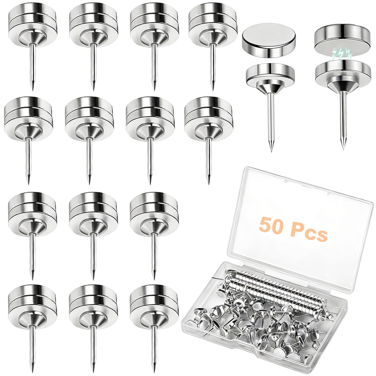 50 Pcs with strong attachment force Thumbtacks Set, Metal Push Pin ...