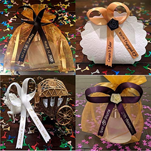 50 Personalized Ribbons Wedding Favor Bow Printed Satin Christmas ...