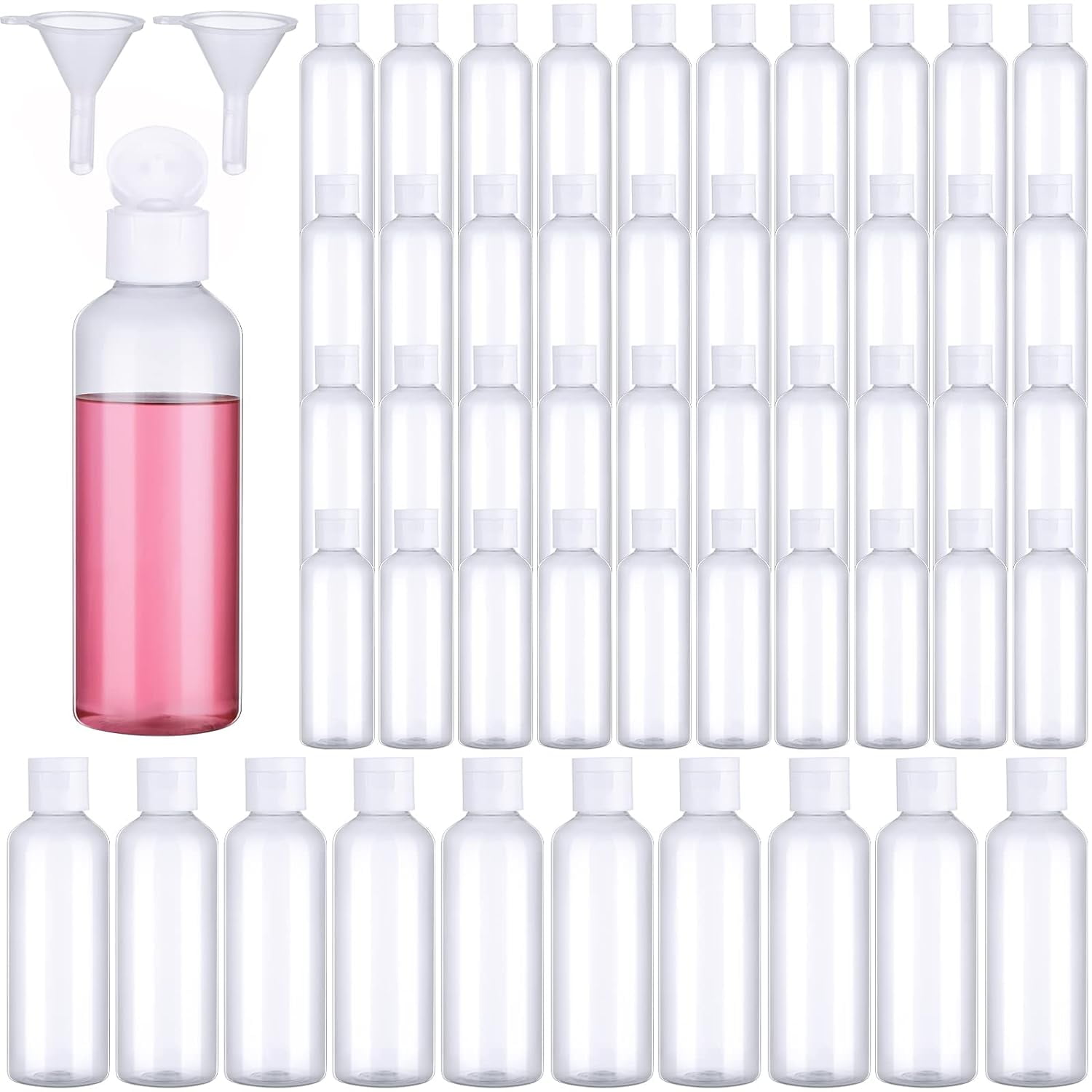 50 Piece 3.4 oz Travel Bottles Set Clear Plastic Refillable Squeeze ...