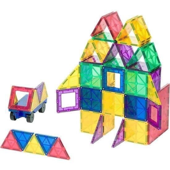 50-Piece 3D Magnetic Tiles Set, Clear Color STEM Building Blocks for ...