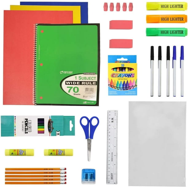 50 Piece Back to School Supply Kit for K-12 - Essentials Box of ...