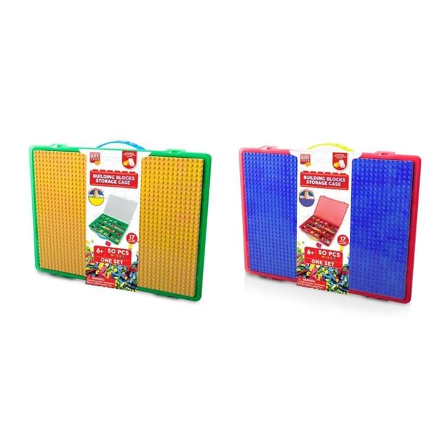 50 Piece Building Blocks Storage Case - Assorted Colors Case of 4 ...