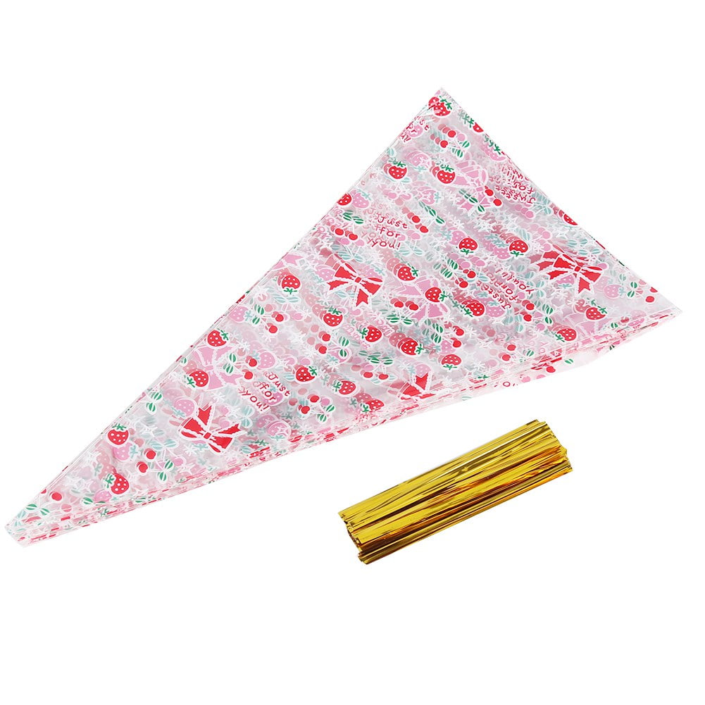 50 Piece Clear Cone Cone Shaped Popcorn Bags with Twist Ties，Shaped ...