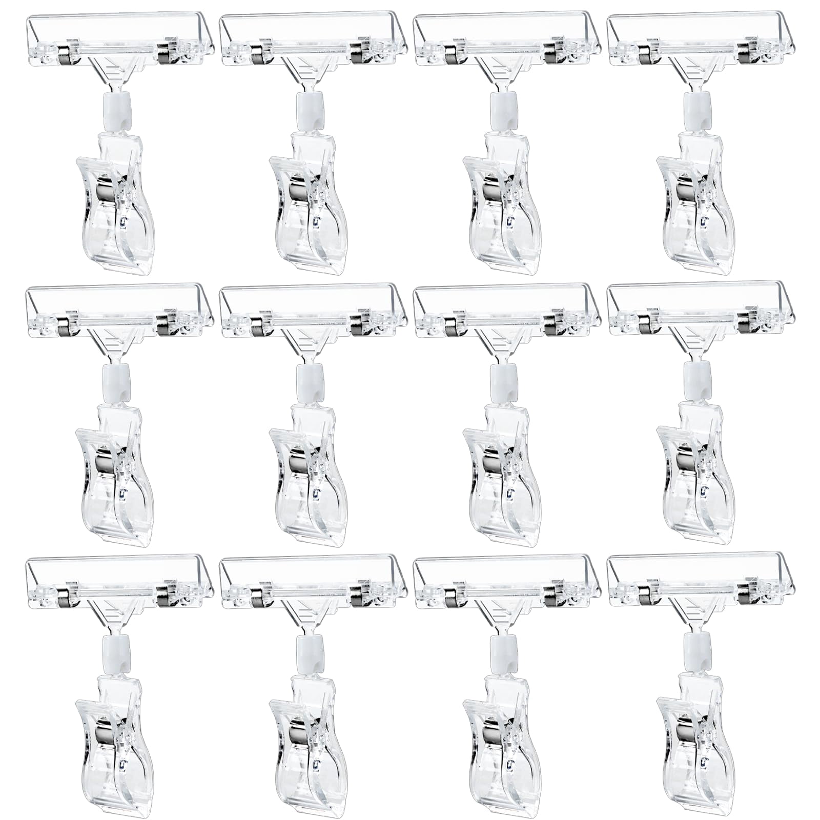 50-Piece Clear Sign Clips, Rotatable Double Clip Retail Price Display ...