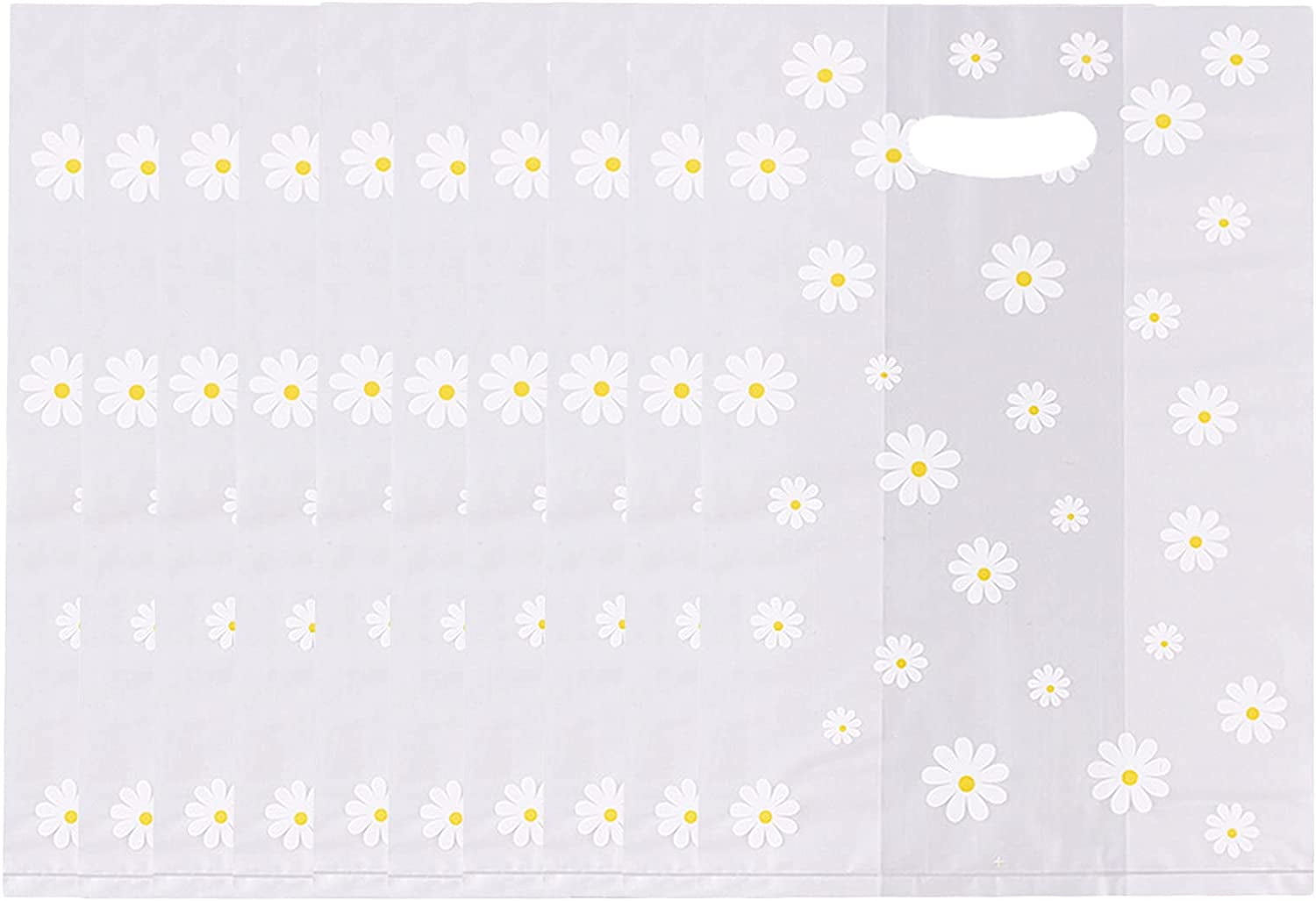 50 Piece Die Cut Plastic Merchandise Bags with Handle Bread Goodies ...