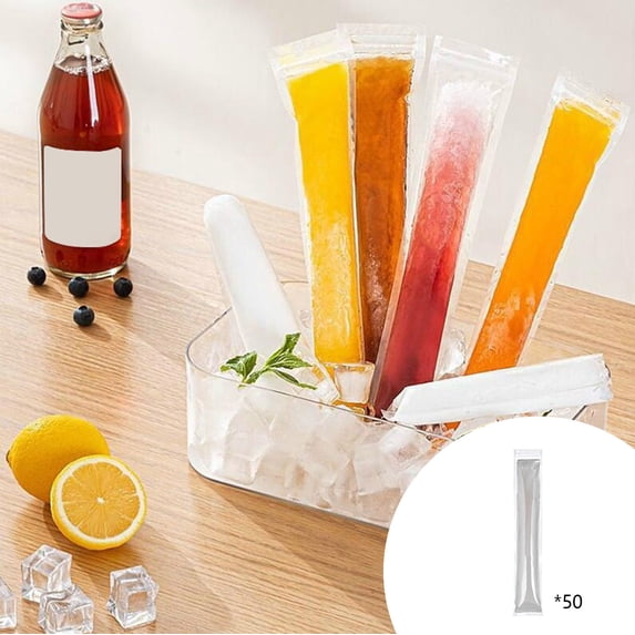 50 Piece Disposable Plastic Popsicle Bags with Funnel, Leakproof ...