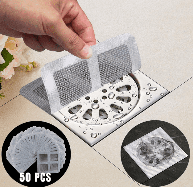 "Thingamabobs Co 50 Piece Disposable Drain Filter, 4""x4"" Adhesive ...