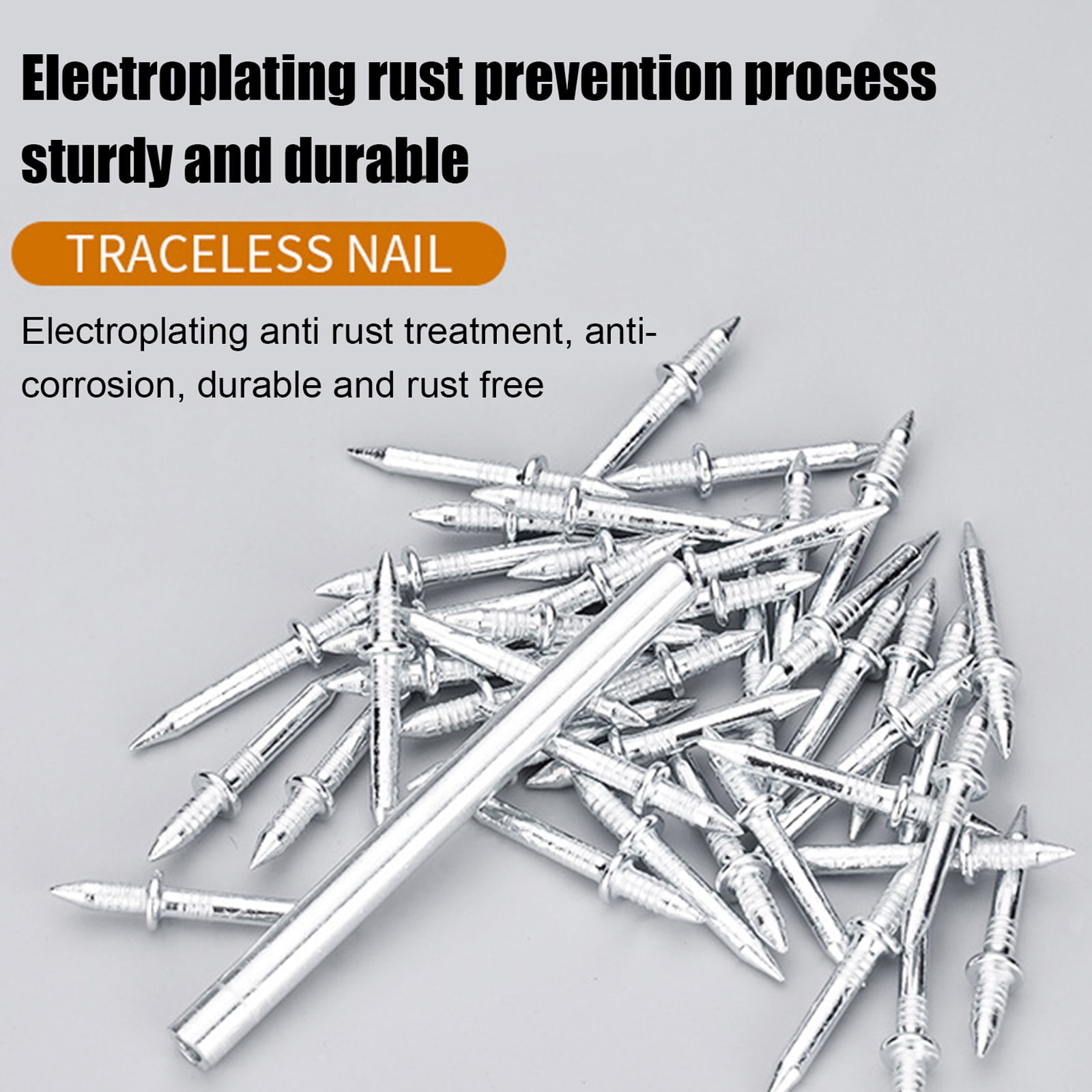 50-Piece Double-Headed Skirting Seamless Nails with Matching ...