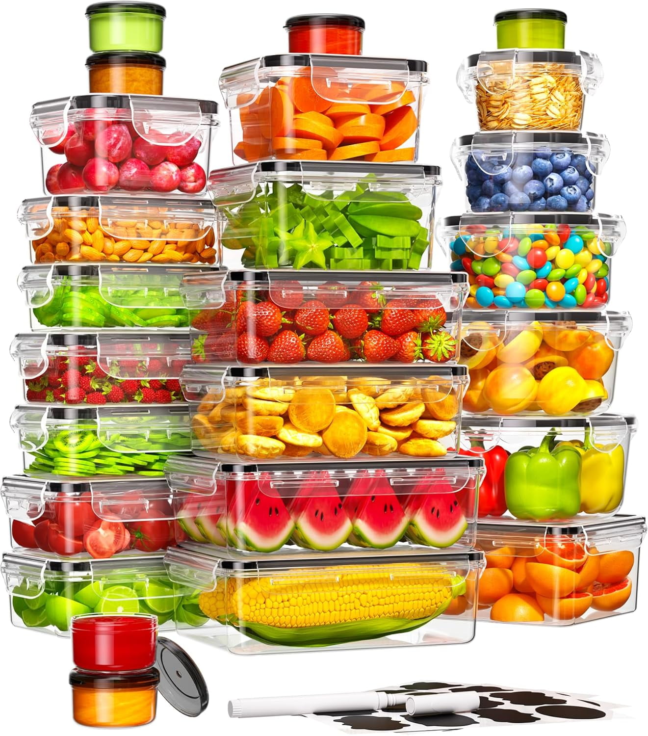 50 Piece Food Storage Containers with Lids(25 Containers & 25 Lids ...