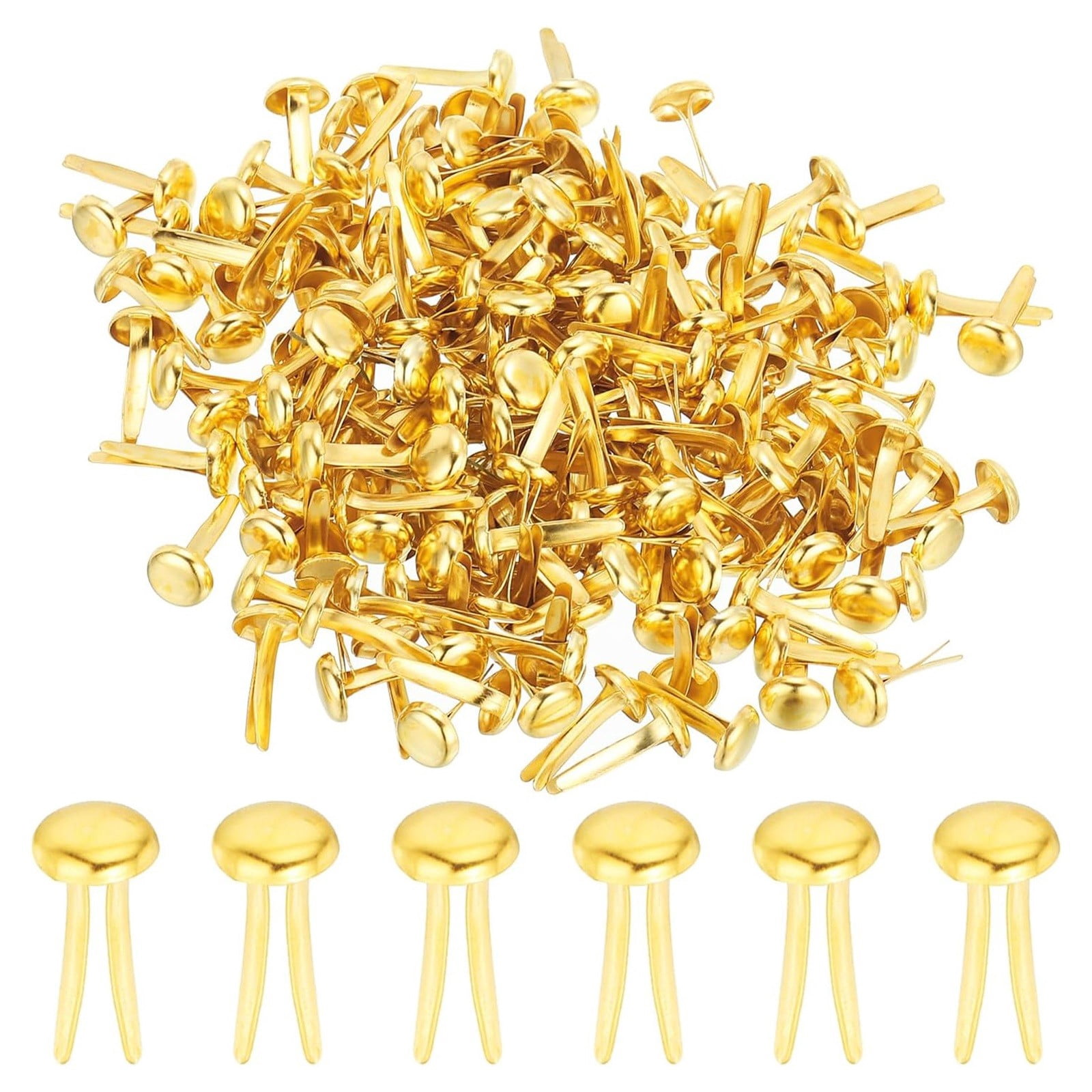 50-Piece Gold 6x12Mm Paper Fasteners, Meiiso Brass Fasteners, Paper ...